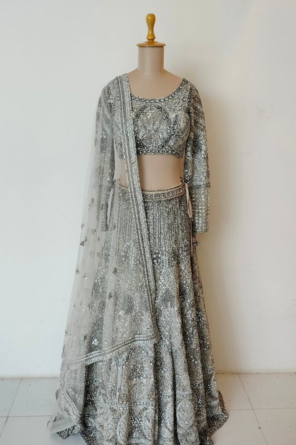 Silver Embellished lehenga set – Kuro