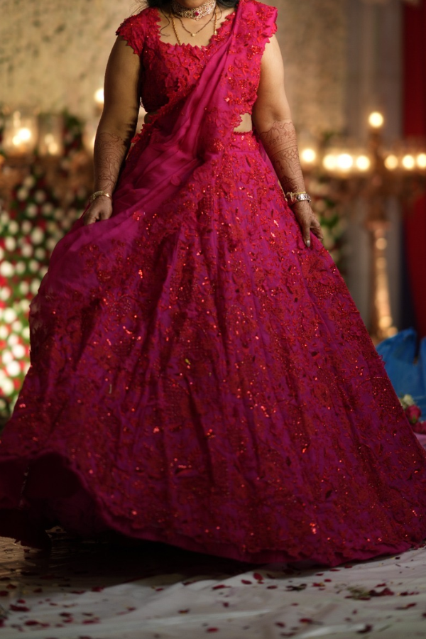 Anushree Reddy Pink embroidered lehenga – Kuro Clothing India