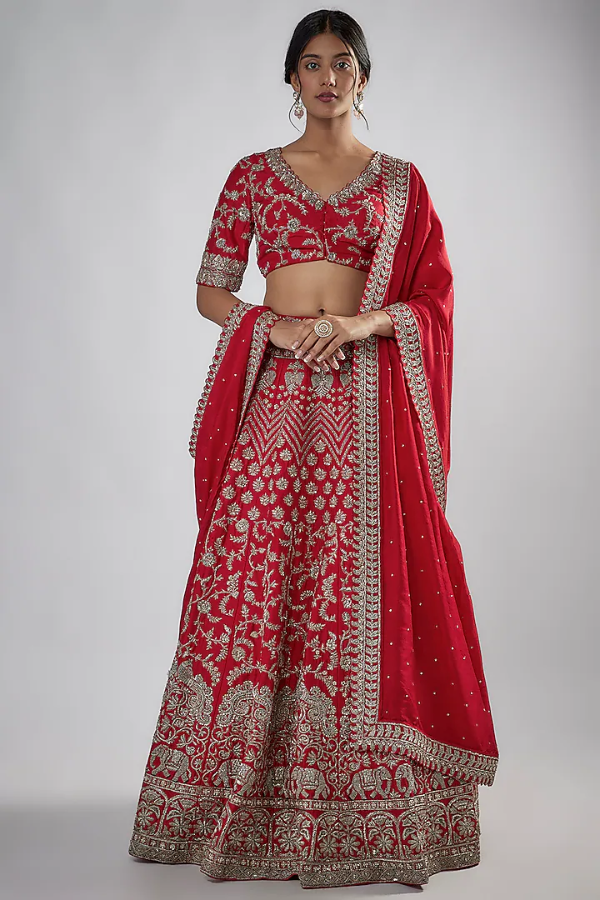 MRUNALINI RAO Red Embroidered Lehenga Set – Kuro Clothing India