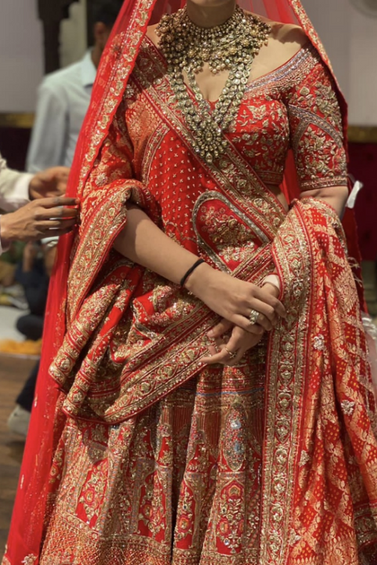 Marwar couture red bridal lehenga – Kuro Clothing India
